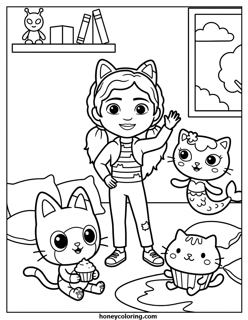 Gabby's Dollhouse Coloring Pages (Free Printable PDF)